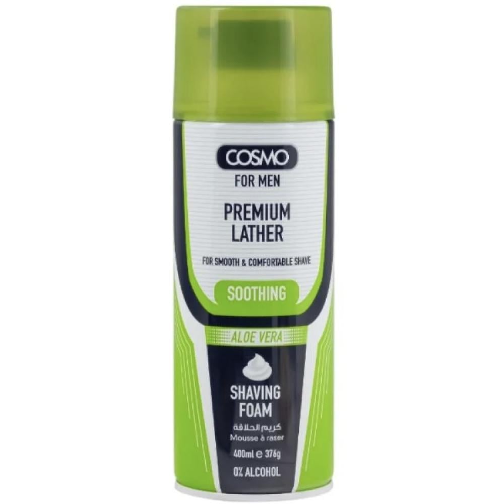Cosmo Shaving Foam Soothing Aloe Vera 400Ml White Dome & Bottom – Highfy.pk